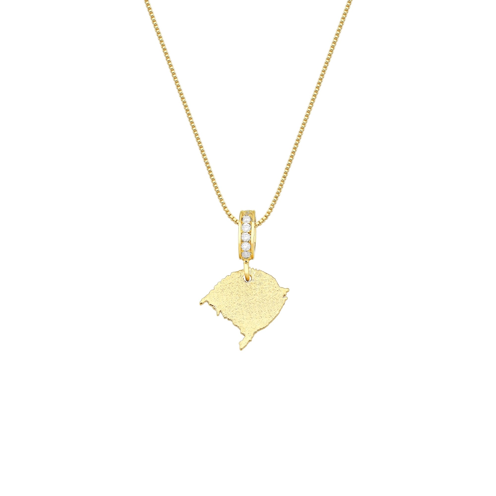 FRESSEN JOIAS - Colar Mapa Rio Grande do Sul Eu Amo RS Banhado a Ouro 18K